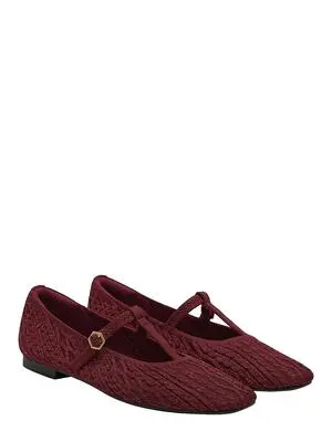 Vivaia T-bar Ballet Flats - Burgundy Metallic