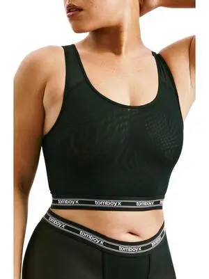 TOMBOYX Powermesh Longline Bralette - Black