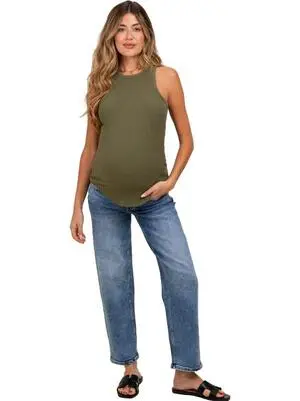 PINKBLUSH Slim Ankle Barrel Leg Maternity Jeans - Blue
