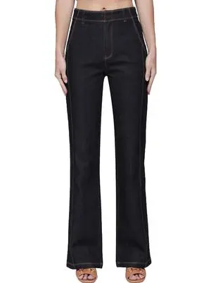 Avec Les Filles High Waist Wide Leg Jeans - Dark Rinse Wash