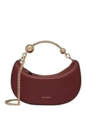 Strathberry Mini Crescent Moon Leather Shoulder Bag - Oxblood