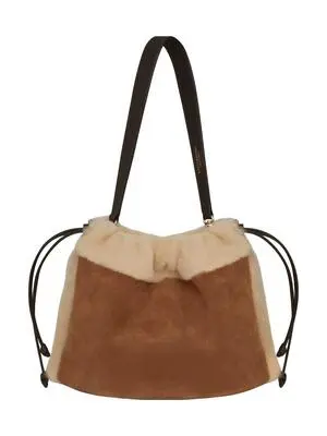 STRATHBERRY Midi Suede & Genuine Shearling Handbag