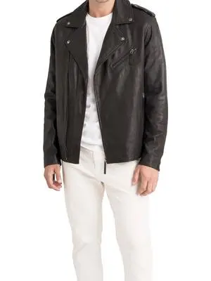 VELEZ Capri Leather Semi-fitted Biker Jacket - Black