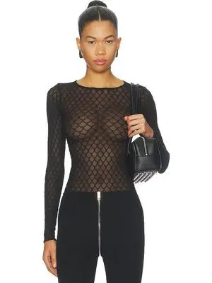 Wolford Velvet Net Illusion Bodysuit - Black