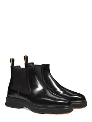 Santoni Lug Sole Chelsea Boot - Black-n01