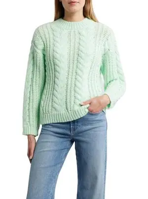 CITY BLUES Cable Knit Sweater - Mint