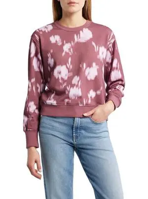 CITY BLUES Printed Cotton-blend Sweatshirt - Dusty Rose Lilac