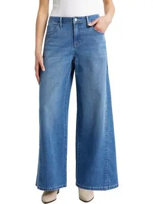 CITY BLUES High-Waist Wide Leg Stretch Jeans Light Indigo
