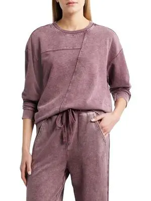 CITY BLUES Reverse French Terry Spliced Sweatshirt - Plum