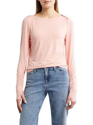 CITY BLUES Long Sleeve Modal Blend Top - Blush
