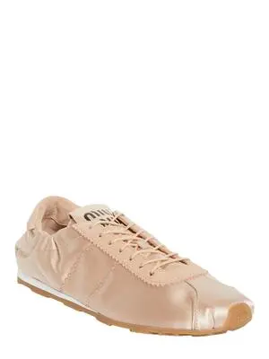 Miu Miu Plume Satin Low Top Sneaker - Cipria