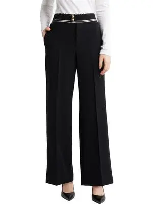 FRAME Prim Contrast Piping Pants - Black