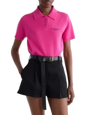 Givenchy Short Sleeve Wool & Cashmere Polo - Fuchsia