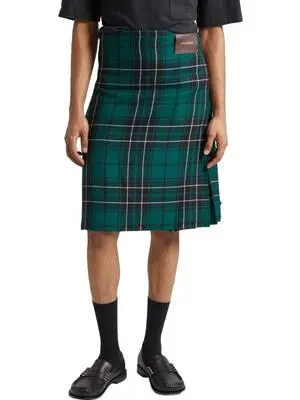 JW Anderson Plaid Wool Kilt - Forest Green
