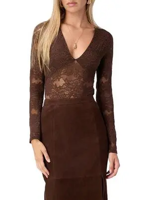 Cami Nyc Nami Lace Bodysuit - Sable
