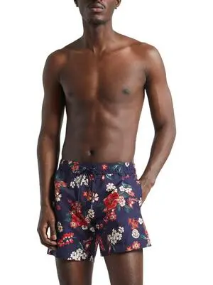 Moncler Floral Swim Trunks - Navy/red Floral