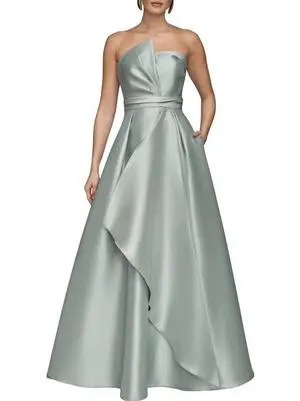 Donna Karan New York Strapless Mikado Satin Gown - Misty Blue