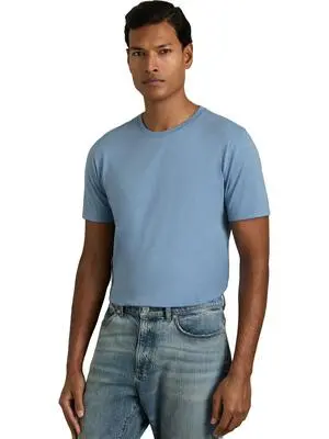REISS Bless Cotton Crew-neck Tailored-fit T-shirt - Dusty Blue