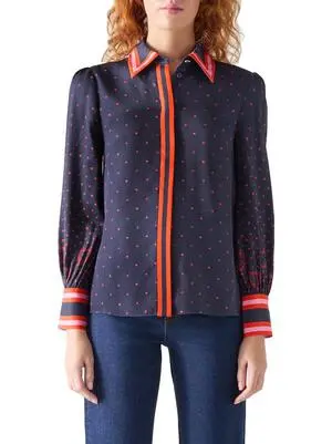 LK BENNETT Playing Cards Print Shirt - Navy Multi