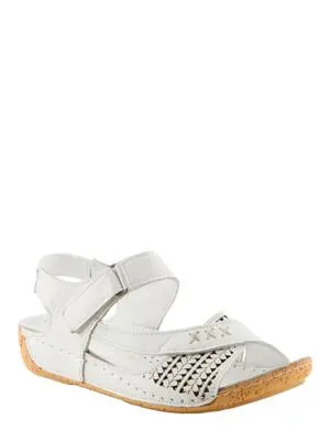 SPRING STEP SHOES Galaire Laser-Cut Wedge Sandals White