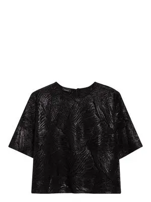 Akris Lacquered Sea Fan Lace Top - Black