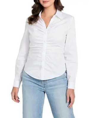 Guess Emily Shirred Button-up Shirt - White