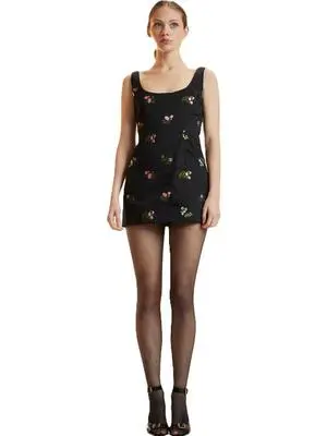Cynthia Rowley Embroidered A-line Mini Dress - Black
