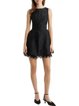 SISTER JANE Screenplay Floral Jacquard Cocktail Mini Dress - Black