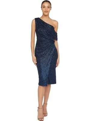 Theia Briella One-shoulder Cocktail - Navy