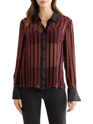 Paige Mazzy Velvet Stripe Silk-blend Shirt - Aubergine/black