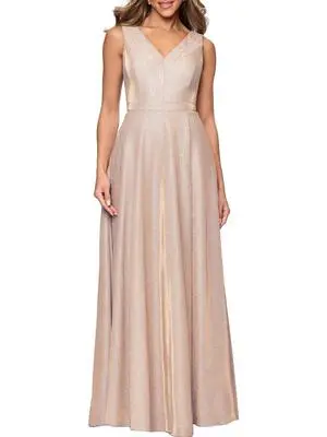 XSCAPE EVENINGS Galaxy Glitter Gown - Blush/silver