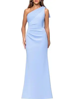 XSCAPE EVENINGS Sash Detail One-shoulder Gown - Periwinkle