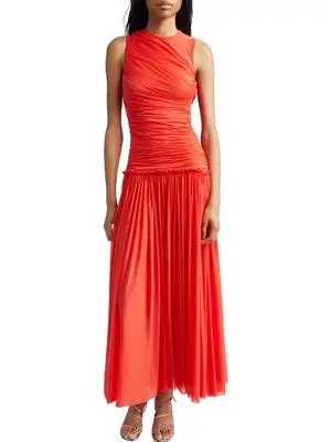 SIEDRES Alina Gathered Open Back Jersey Dress - Red