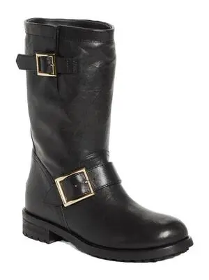 JIMMY CHOO Biker Leather Boots - Black