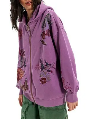 Free People Grandma's Garden Relaxed-fit Hoodie - Diffused Orchid