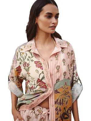 Agua Bendita Chrissy Linen Blend Buttondown Shirt - Multi