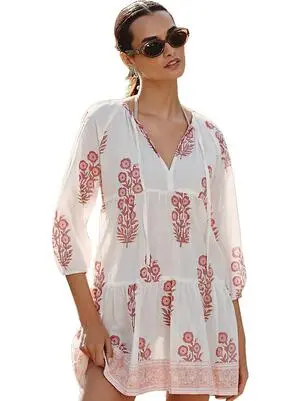 SZ BLOCKPRINTS Floral Printed Kaftan - Pink Pattern
