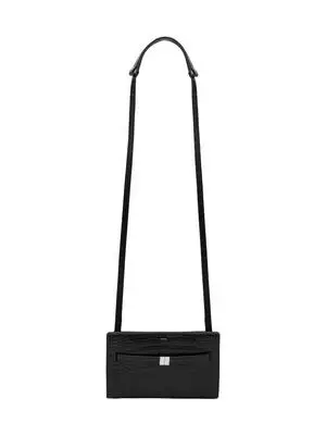 TOTEME Croc-embossed Leather Crossbody Bag - Black