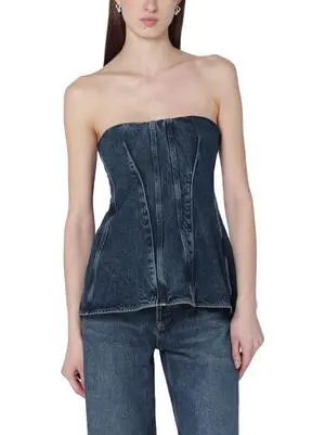 AGOLDE Lara Denim Corset - Blue