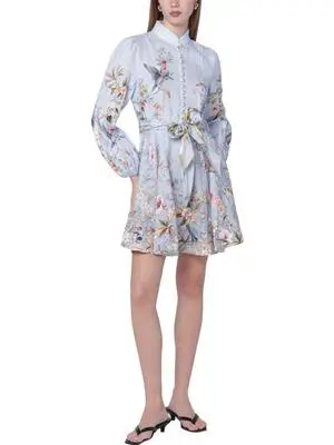 Zimmermann Rebellion Blue Aviary Mini Dress - Light Blue