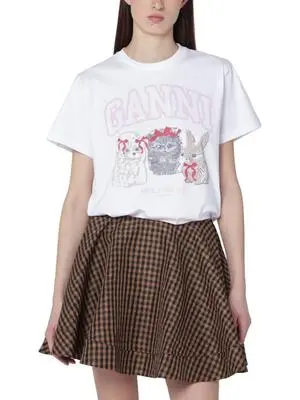 GANNI T-Shirt With Logo Print White