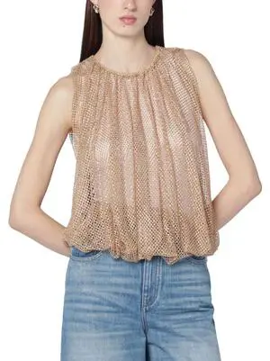 Sportmax Mesh Top With Crystals - Beige