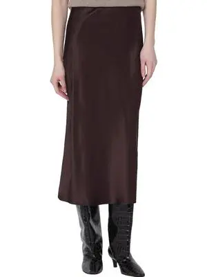 ANINE BING Silk Bar Midi Skirt - Brown