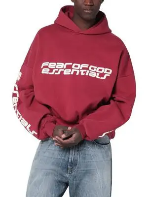 Fear Of God Fear Of God Essentials Cropped Hoodie Red
