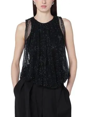 Sportmax Mesh Top With Crystals - Black