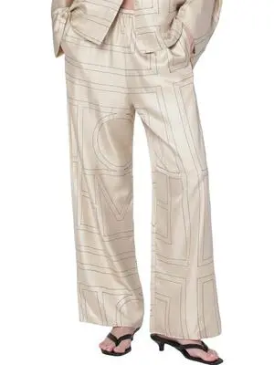 TOTEME Monogram Silk Trousers - White
