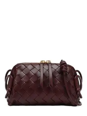 Bottega Veneta Plaited Concert Clutch Bag Burgundy