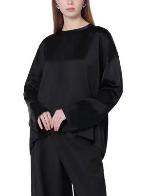 TOTEME Oversized Satin Blouse - Black