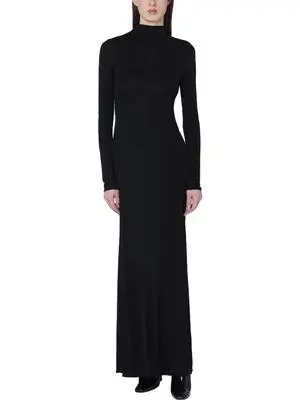Alaïa Long Dress With Back Draping - Black
