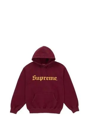 Supreme Washed Old English Hooded Sweatshirt - Cardinal